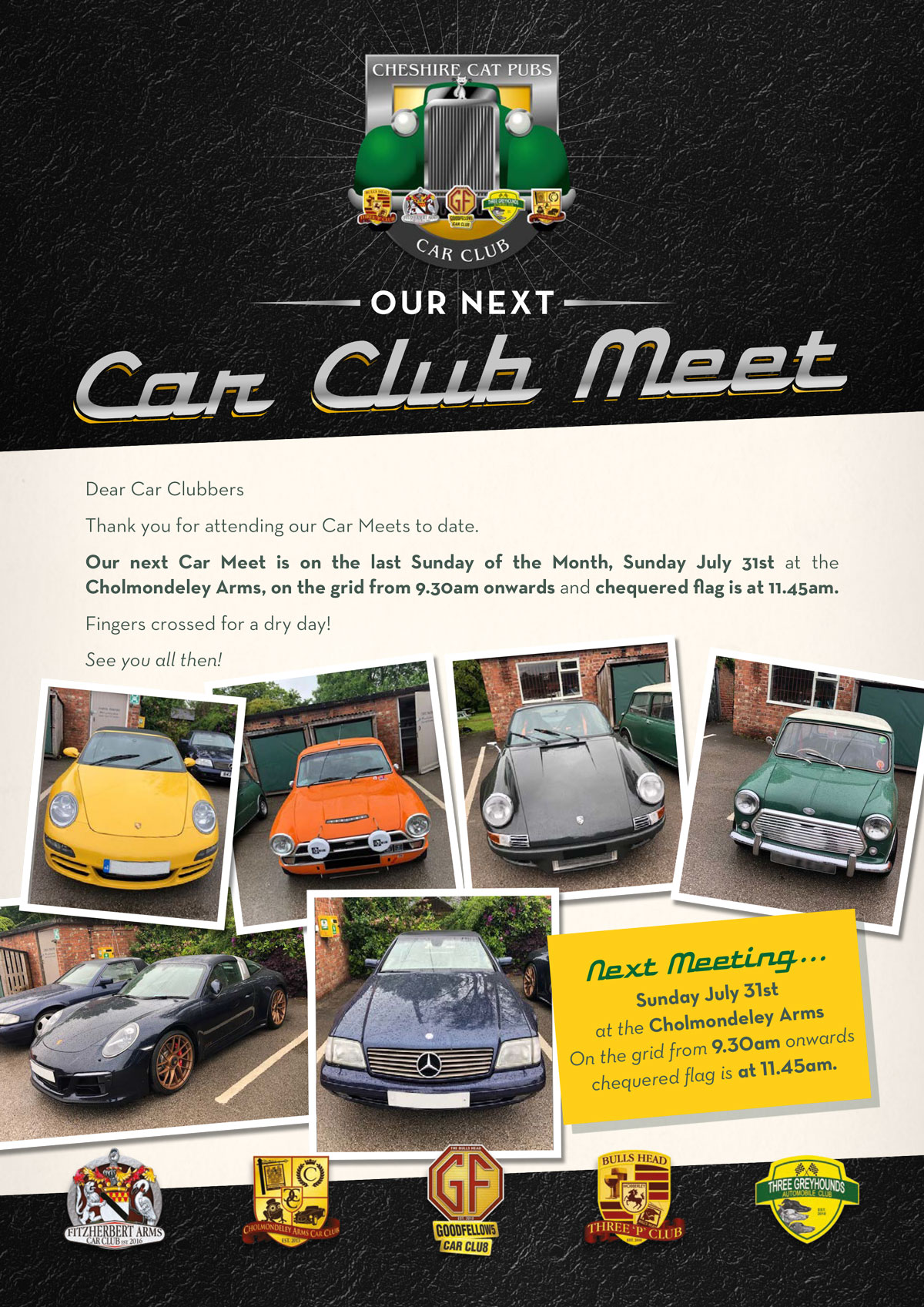 Forthcoming Car Club Events | Cholmondeley Arms | Cheshire Pub and B & B