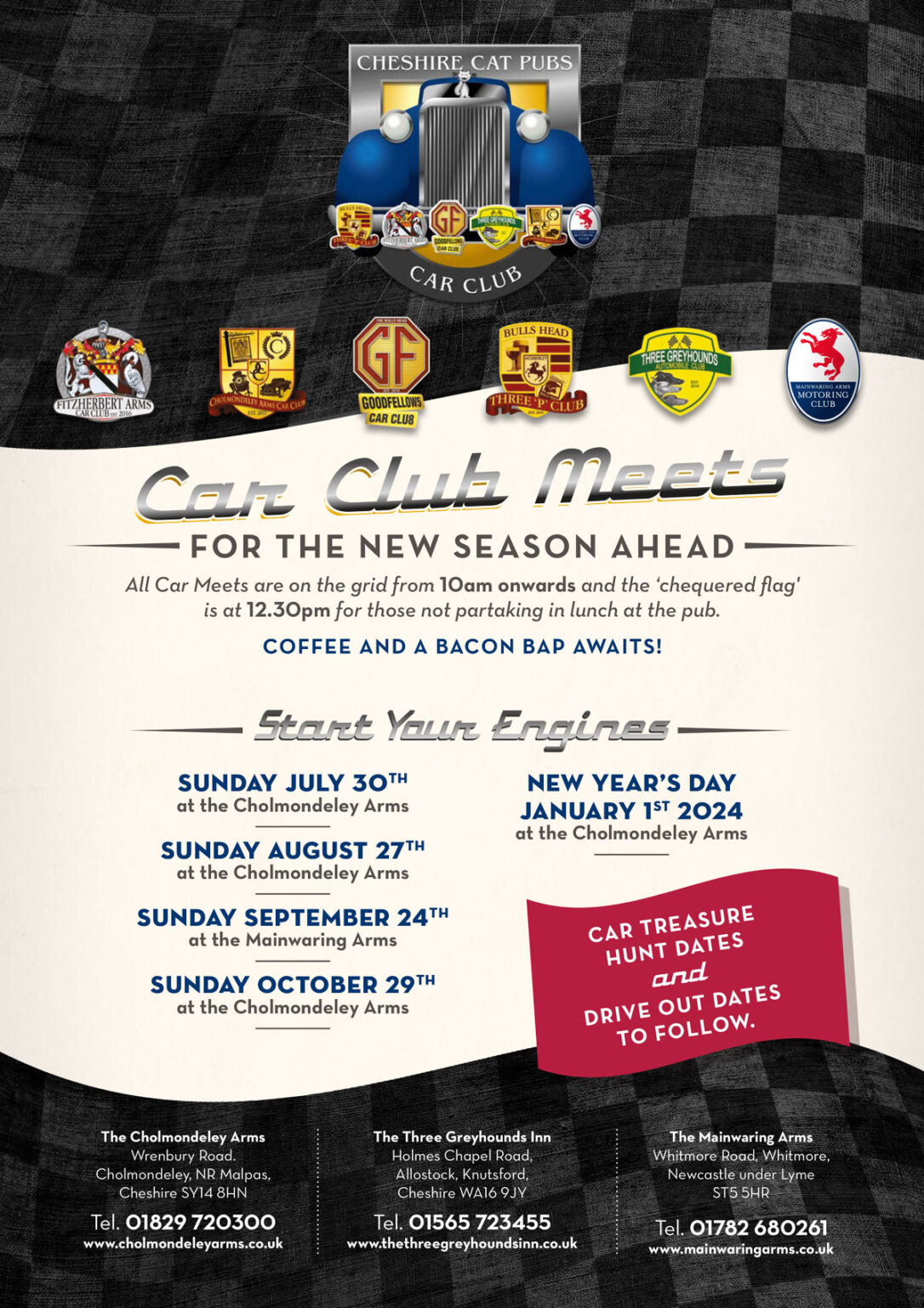 Forthcoming Car Club Events | Cholmondeley Arms | Cheshire Pub and B & B