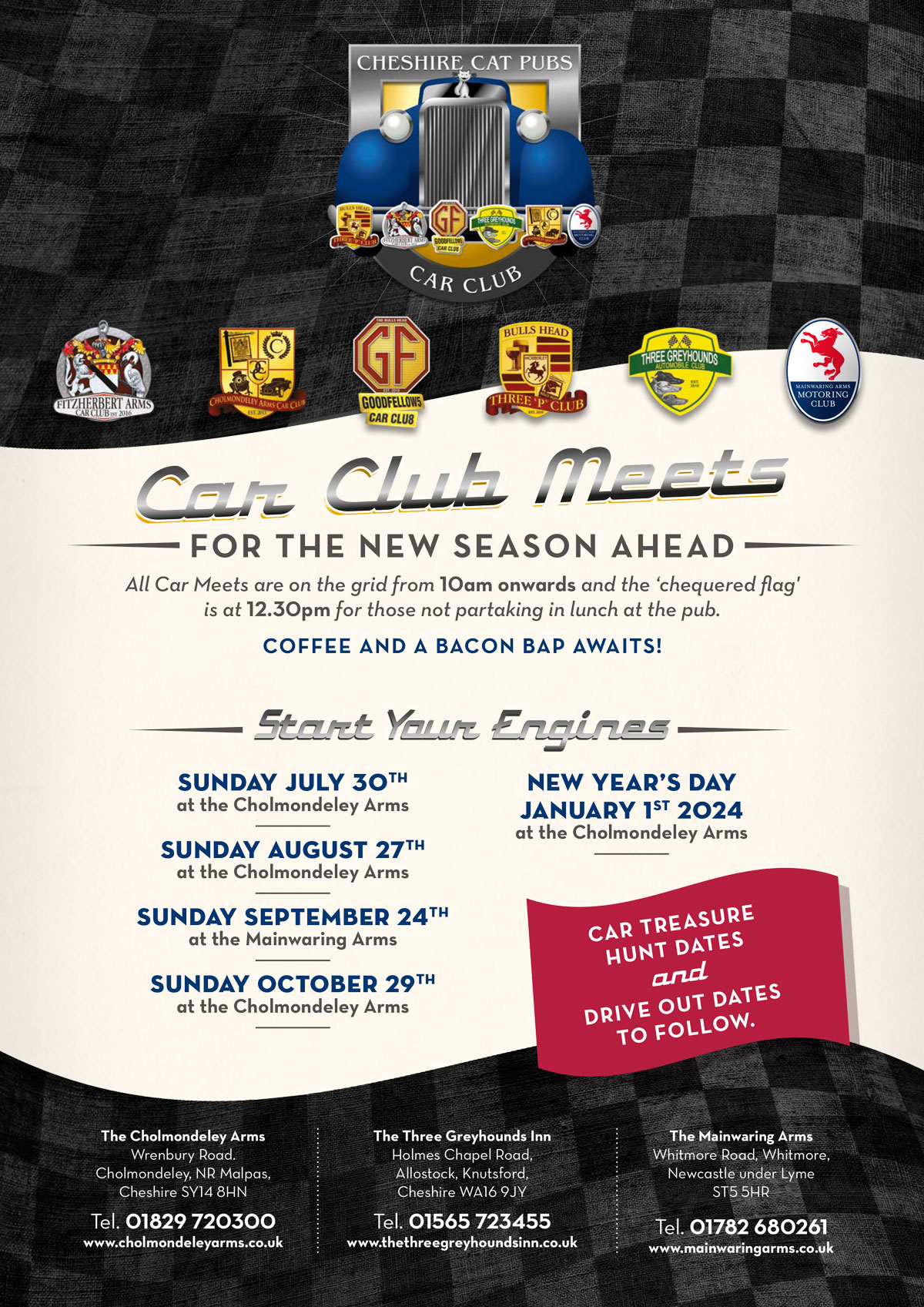 Forthcoming Car Club Events | Cholmondeley Arms | Cheshire Pub and B & B